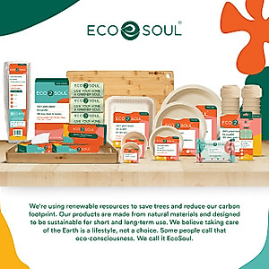 ECO SOUL 100% Compostable 6 Inch Small Paper Plates 500 [4x125 Pc] Disposable Bulk Party Heavy Duty, Eco-Friendly, Appetizer, Dessert, Wedding Plates I Biodegradable Unbleached Sugarcane Eco Plates