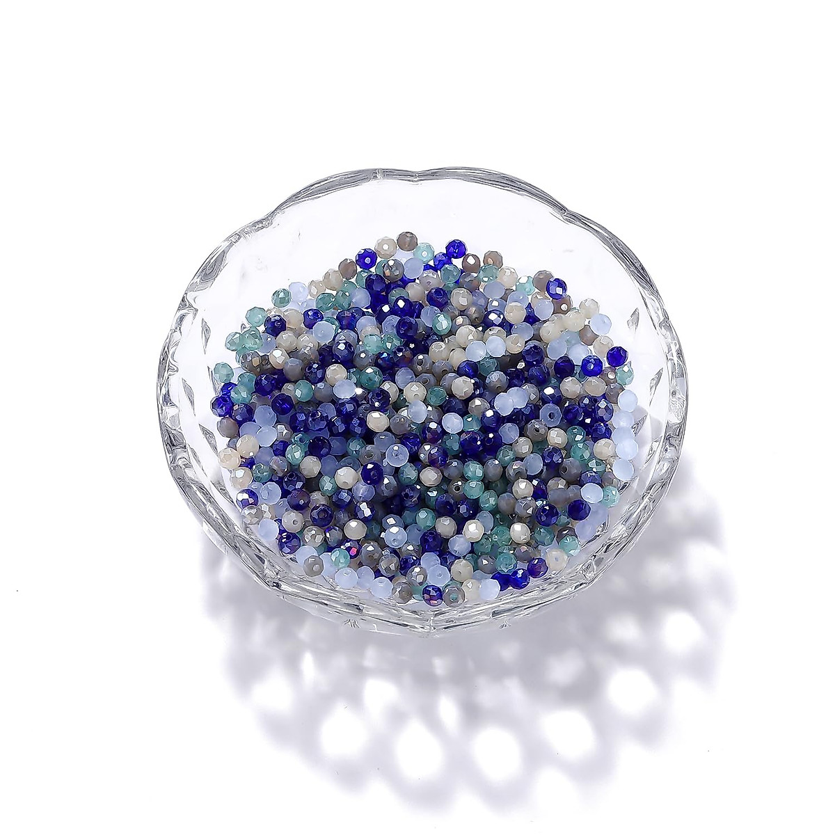 St.Kunkka Crystal Glass Beads for Jewelry Making, 1000pcs 4mm Mixed Color Faceted Rondelle Crystal Beads Austria Round Shape Loose Spacer Beads for DIY Women Bracelet Necklace (Blue Series)