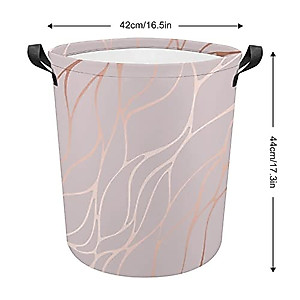 Rose Gold Marble Pattern Printing Large Laundry Basket Hamper Bag Washing with Handles for College Dorm Portable