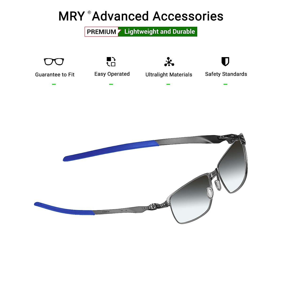 Mryok 2 Pair Replacement Earsocks Kits for Oakley Tinfoil OO4083 - Blue & Black