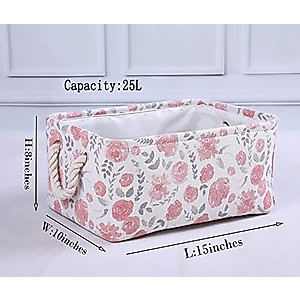 MAIZMZ Rectangular Storage Basket Collapsible Organizer Bin Thick Toy Box for Organizing Home/Dorm/Kitchen/Pet/Office/Closet/Shelf/Gift Baskets(rose)