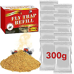 300g Fly Trap Refill, Reusable Fly Bait, 10 * 30g Fly Magnet Bait Refill Killer, Attractant for Ranch Fly Traps Outdoor