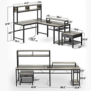 Marsail L-Shaped Computer Desk, Large, Black Oak