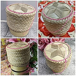Heavens Tvcz Bamboo Sticky Rice Basket Kratip Small Handmade Natural White Orchid Basket Steamer Kitchen in Thailand for Kitchenware or Cookware Pot Food Travel Picnic Keeping After Steaming Keep Warm