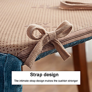 Yizc Lace Ruffle Chair Cushion,Non Slip European Seat Cushion Square Thicken Chair Pad with Ties,Luxury Decorative Chair Cover for Dining Chair Office Chairs-Blue 43x45cm(17x18inch)