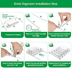 Drink Organizer for Fridge-White Automatic Pusher Glide,12oz 16oz 20oz-Soda Dispenser for Fridge-Holds up to 15 Cans