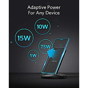 Anker Wireless Charger with Power Adapter, PowerWave II Stand, Qi-Certified 15W Max Fast Wireless Charging Stand for iPhone 14/14 Pro/14 Pro Max/13/13 Pro Max, Galaxy S10 S9 S8, Note 10 Note 9