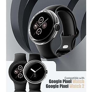 Seltureone 4 Packs for Google Pixel Watch 2 /Pixel Watch Case Anti-Scratch and Anti-Vibration Hard PC All-Around Protective Case[No Screen Protector Included],Clear Clear Black Sliver