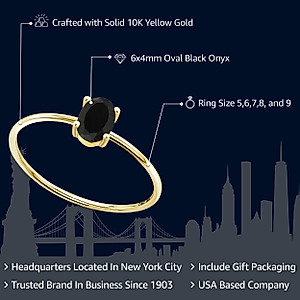 Gem Stone King 10K Yellow Gold 6X4MM Oval Gemstone Birthstone Engagement Ring | Solitaire Wedding Engagement Anniversary Promise Gold Ring For Women