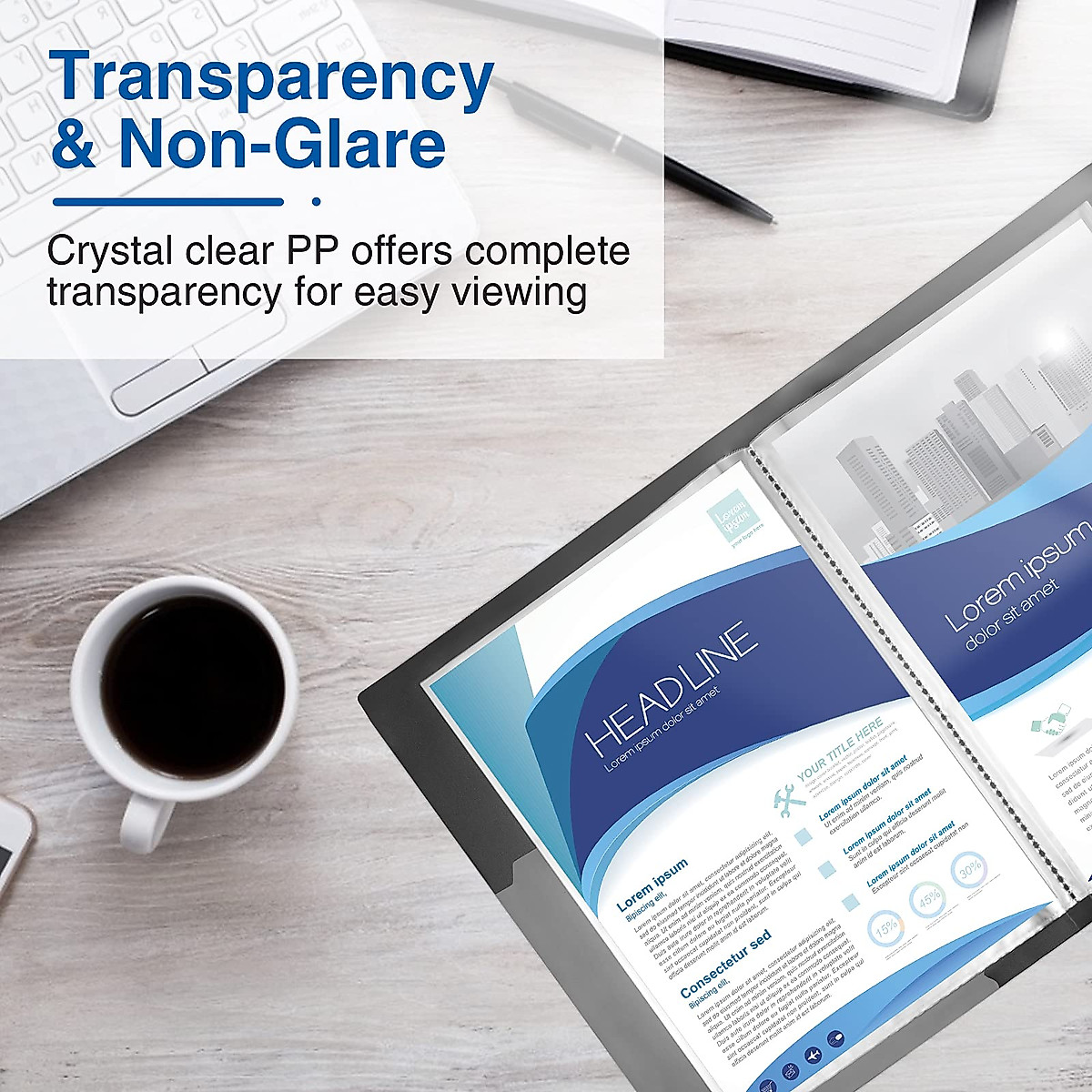 Sooez Art Portfolios 11"x17", Large Portfolio Folder with 30 Pockets & Black Inner Sheets, Display 60 Pages, 11 x 17 Presentation Book for Artwork Storage, Binder with Plastic Sleeves for Artist