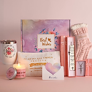 JUPOZOP Christian Gifts for Women,Inspirational Gifts for Women,Spiritual Religious Catholic Gifts Basket for Women Faith, Mom, Girl, Best Friend, Sister, Boss, Unique 8pcs Christian Gifts