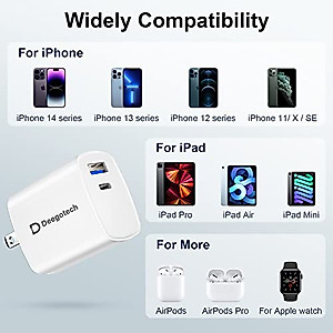 iPhone Charger Fast Charging, Deegotech 20W USB C Wall Charger & iPhone Charger Cable 10FT, PD Fast Charger for iPhone 14 /iPhone 13 Pro/13 Promax/iPhone 12/12 Promax/iPhone 11, iPad 2021