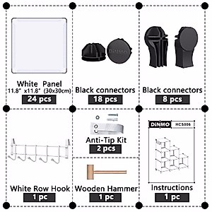 DINMO 6 Cubes Storage Organizer, Bookcase, Display Shelf with Wooden Mallet, Cabinet Storage for Kids, Adult, Office, Bedroom, Bathroom, White