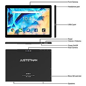 Tablet 10.1 Inch Android 10.0 Tablets, Google Certificated Wi-Fi Tablets, 1.6 GHz Quad Core Processor, 32GB Tablets with 128GB Expansion, IPS HD Screen, Dual Camera, Supports Bluetooth, Black…