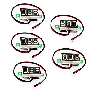 HiLetgo 5pcs Voltage Meter 3 Wire 0.36" DC 0~30V Digital Voltmeter Gauge Tester Red LED Display Panel Mount Car Motorcycle Battery Monitor Led Voltage Display