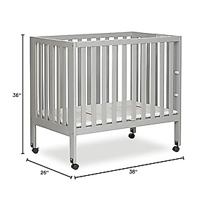 Dream On Me Jett Non-Full Sze Foldng CRB n Pebble Grey Removeable Wheels Adjustable Mattress Support Patent Foldng System 1" Mattress Pad ncluded