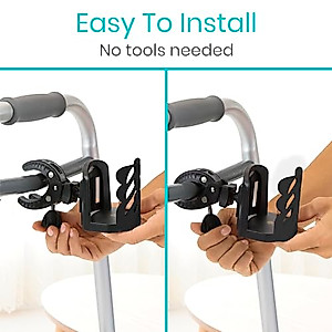 Vive Wheelchair Cup Holder (XL) - Universal, Adjustable, Clip On Accessory for Rolling Walker, Rollator, Electric Mobility Scooter, Stroller, Bike & Chair - Water Bottle Attachment for Seniors & Adult
