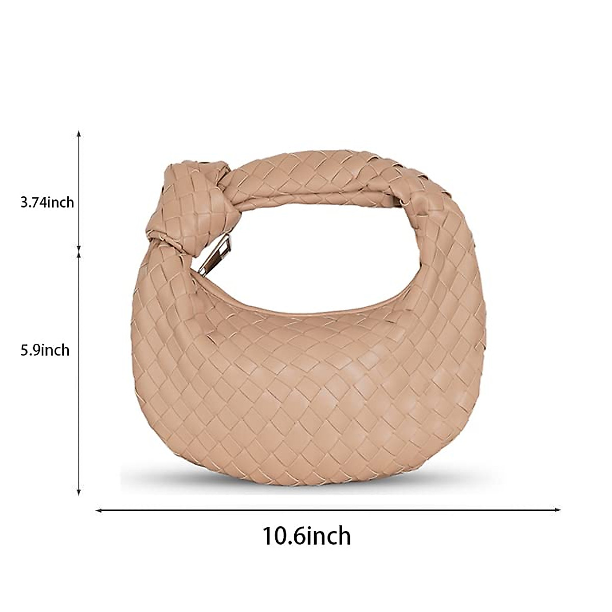 Handmade Woven Pu Leather Handbag, Hobo Bags For Women, Fashion Woven Design Clutch Bag Beige Shoulder Bag