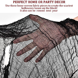 LEEFENGQI [48 x 240 inch] Creepy Cloth, Black Creepy Home Yard Decorations & Party Supplies, Cloth Fabric Scary Spooky for Outdoor Office Wall Decor