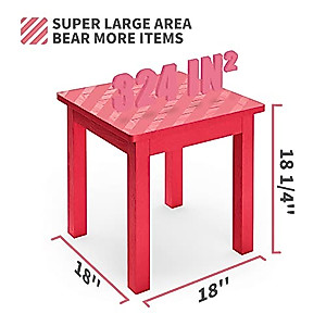 YEFU Adirondack Chair 3-Piece Set (Red) Plastic Weather Resistant, with 2 Adirondack Chairs + an Outdoor Side Table