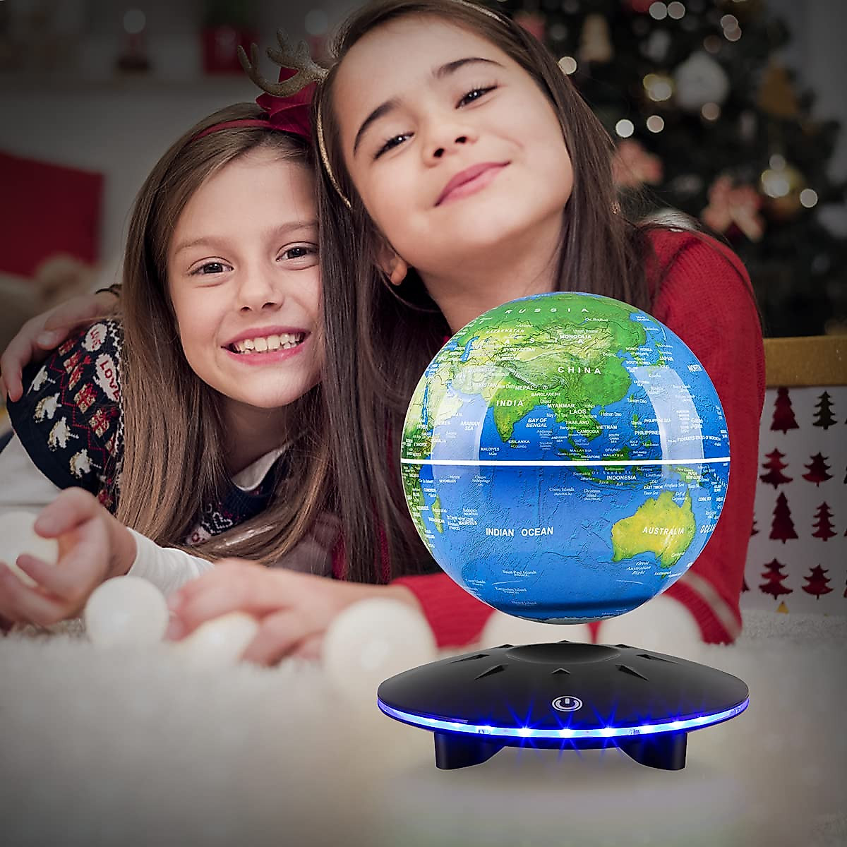 Magnetic Levitating Globe,Cool Gadgets Auto- Rotating Globes Floating Globe World Map Office Decor with LED Light Base for Children Educational Gift Home Office Desk Decoration (6 Inch)