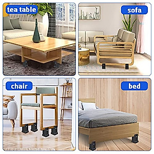 Twakashic Table Bed Risers 3''with Adjustable Screw Clamp, Heavy Duty Desk Bed Furniture Risers, Fit for Furniture Thickness 0-1.5'', Supports 5000 lbs(Black, 4 Pack)