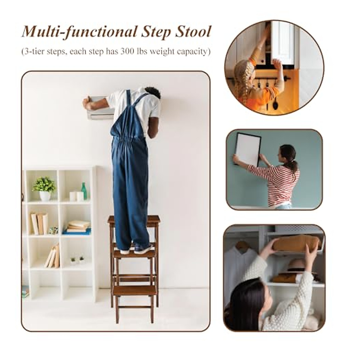 Niko Folding 30" Step Stool - Cappuccino