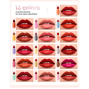 SWETIYOU Pill Lipstick Capsules, 16 Pcs Mini Matte Lipstick Set Cute Capsule Waterproof Lipstick Long Lasting Mini Capsules Lipstick Velvet Matte Lipstick Set 0.035lb