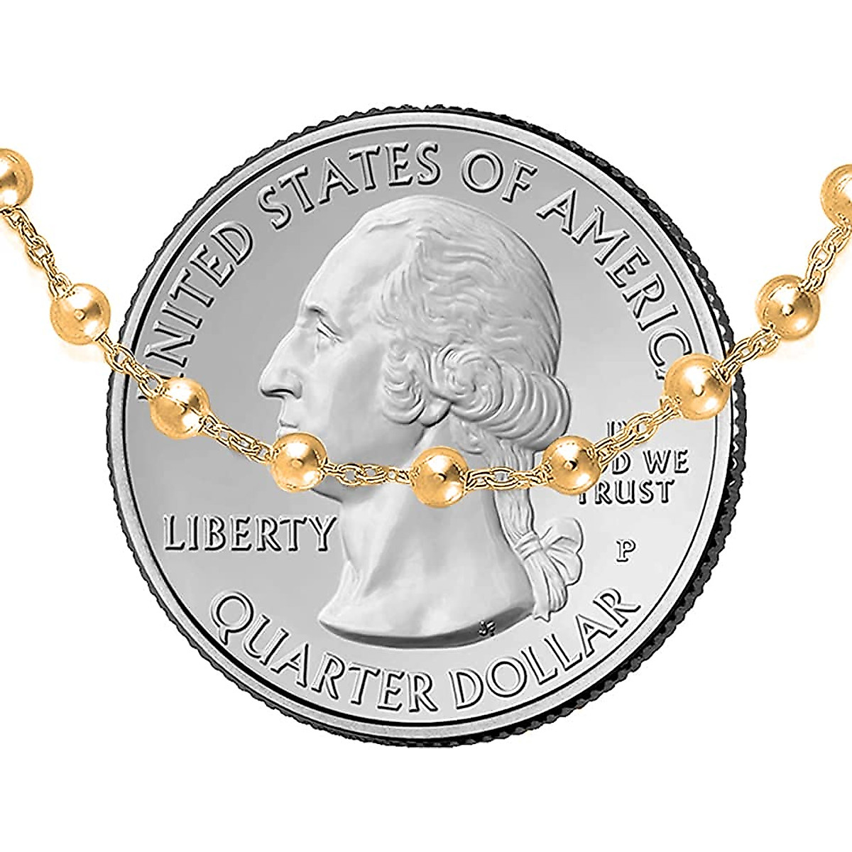 Savlano 925 Sterling Silver Italian Solid Bead Chain Cross & Rosary Virgin Mary Pendant -18K Gold Plated Y Necklace Comes With Gift Box for Women - Made in Italy (20, 3mm)