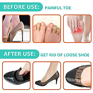 Dr. Shoesert Shoe Filler Inserts for Loose Shoe, Toe Cushion Fillers Make Shoes Fit, Half-Size Insoles Adjust Shoe Too Big for High Heels, Dress Shoes, Casual, Flats 2 Pairs (Black - Round)