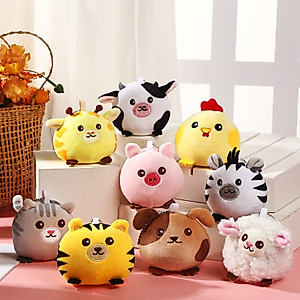 Skylety 9 Pcs Mini Plush Stuffed Animals Bulk 3.15 Inch Cute Soft Decompress Animals Plush Toys for Baby Shower Birthday Party Gifts Classroom Prizes Easter Basket Stuffers (Mixed Animals)