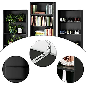 FOTOSOK 6-Tier Open Bookcase and Bookshelf, Freestanding Display Storage Shelves Tall Bookcase for Bedroom, Living Room and Office, Black