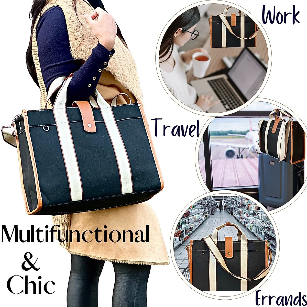 Diaper Tote Bag Messenger Style (Black)