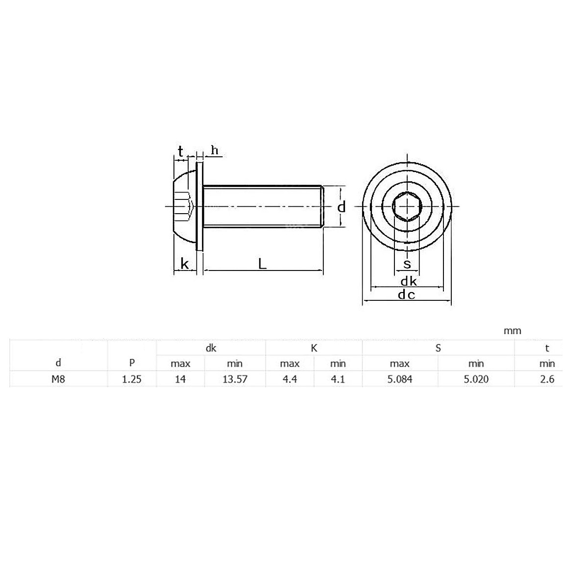 10pcs M8-1.25 x 35mm Flanged Button Head Socket Cap Screw Bolts, Allen Socket Drive, Black Oxide Finish, Carbon Steel 10.9 Grade,DIN7380