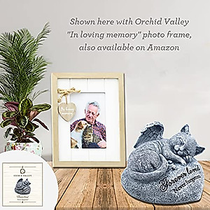 Orchid Valley Cat Memorial Stone or Garden Statue, Beautifully Packaged Memorial Gift, Headstone for Cats or Loss of Cat Sympathy Gift, Sleeping Cat Stepping Stone,