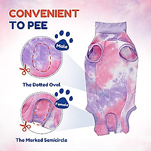 TORJOY Breathable Dog Recovery Suit for Male/Female, Tie Dye Purple Dog Onesie for Abdominal Wounds, Cone E-Collar Alternative After Surgery to Anti-Licking, Professional Surgery Suit for Dogs Medium
