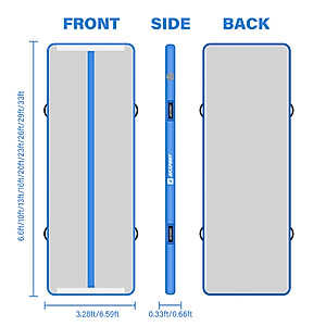 AKSPORT 10ft Air Mat Tumble Track Tumbling Mat for Gymnastics Inflatable Gym Mats with Air Pump for Home Use Cheerleading Training (light blue)