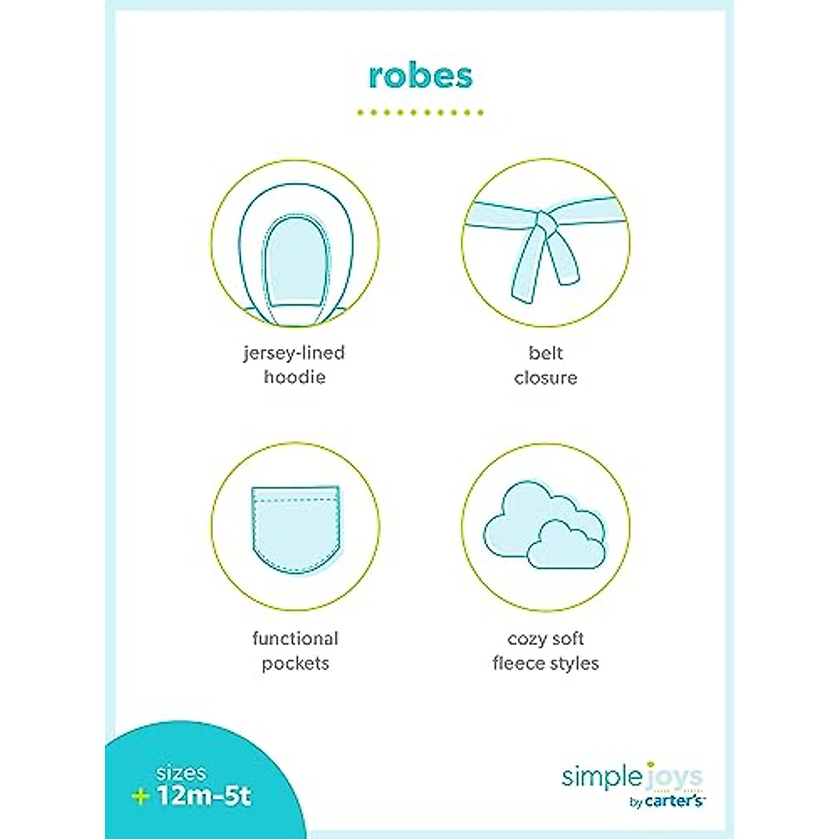 Simple Joys by Carter's Baby Girls' Hooded Sleeper Robe, Pink Hearts, 12-24 Months