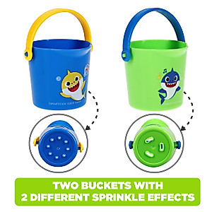 Nickelodeon Pink Fong Baby Shark Bath Toys Set for Children's Tub Time - Cups, Finger Puppets, and Bath Squirters, Blue/Green, 9 Pieces