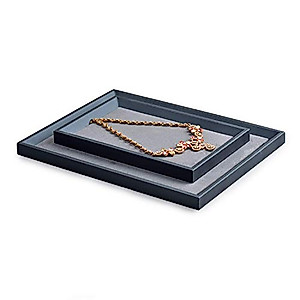 Oirlv Premium Leather Flat Jewelry Tray Jewelry Display Organizer Tray,Catchall Tray, Valet Tray, Nightstand or Dresser Organizer(Small)
