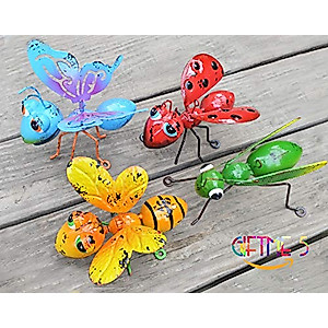 GIFTME 5 Metal Garden Sculptures Statues Yard Art Decoration,Set of 4 Garden Decor Perfect Hanging The Tree, Porch,Backyard or Patio Wall Decor