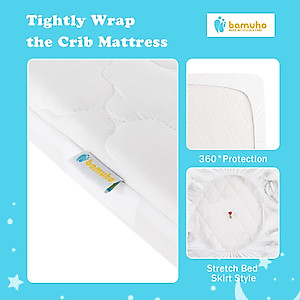 Bamuho Bassinet Mattress Protector Compatible with Foalom, Newton, Skylar Baby Bassinet, 2 Pack, Waterproof Quilted 3 in 1 Rectangle Bassinet Mattress Pad Cover, White, 35" x 20"