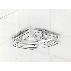 WENKO Corner Shower Caddy, Shower Shelf, Corner Shower Shelf, Shower Corner Caddy Made of Stainless Steel, Shower Storage, Shiny 10.4 x 2.6 x 7.5 in