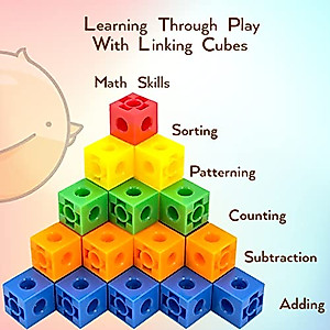 TOYLI 100 Piece Linking Cubes Set for Counting, Sorting, STEM, Connecting Blocks Math Links Manipulatives Educational Toy for Preschool, Kindergarten, Homeschool