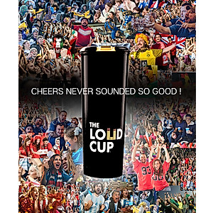 The LoudCup 20 oz Tumbler + Integrated Stadium Horn (Raven Black) - Reusable Water Bottle for Sports Fans - Worlds Loudest Cup for Noisy Fans on Game Day & Tailgating