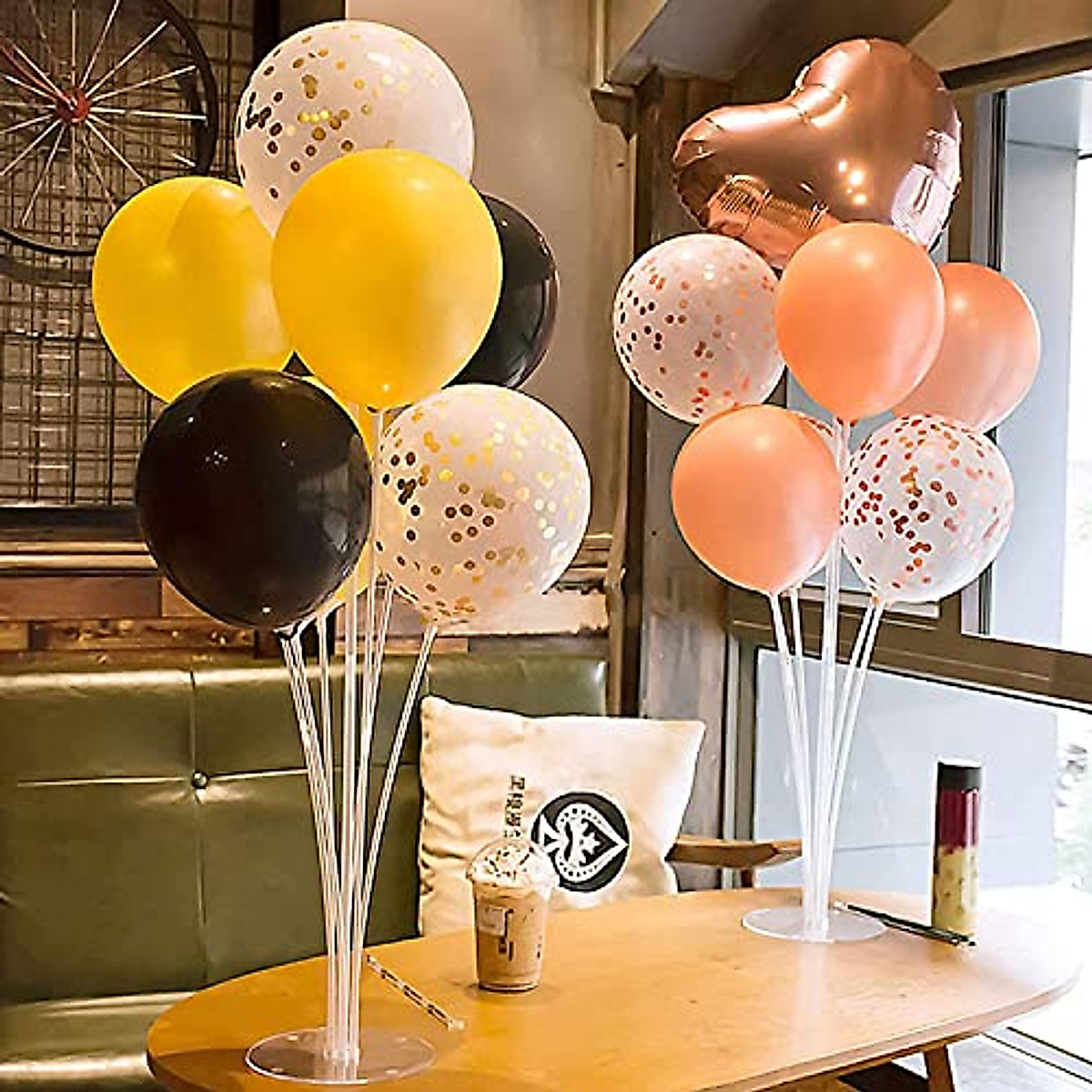 Table Balloon Stand Kit - 7 Sets,Reusable Clear Balloon Holder Stand for Table with Balloon Flower Clips,Glue Dot for Birthday Wedding Party Decorations,Christmas,Happy Birthday Balloons Decorations
