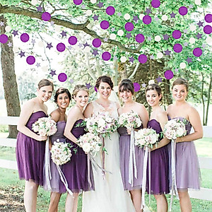 Lavender-White Glitter Purple Party-Decorations Paper-Garland - 4pcs Birthday Twinkle Little Star Hanging Streamers Banner,Graduation Baby Shower Bridal Wedding Engagement Ceiling Backdrop Decor