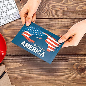 Seajan 200 Pcs Patriotic Thank You Cards with Envelopes, Blue White Red, American Flag Patterns, Ideal for Veterans Day, Memorial Party, Sticker Included