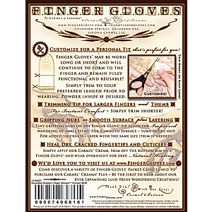 Finger Gloves (tm) by Carmel and Savona = Reusable Natural Rubber that fits like a Durable Second Skin ~ May be trimmed to any preferred length while still remaining Reusable + Touch Screen Compatible