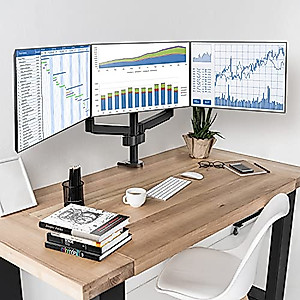 MOUNTUP Triple Monitor Stand Mount - 3 Monitor Desk Mount for Computer Screens Up to 27 inch, Triple Monitor Arm with Gas Spring, Heavy Duty Monitor Stand, Each Arm Holds Up to 17.6 lbs, MU0006